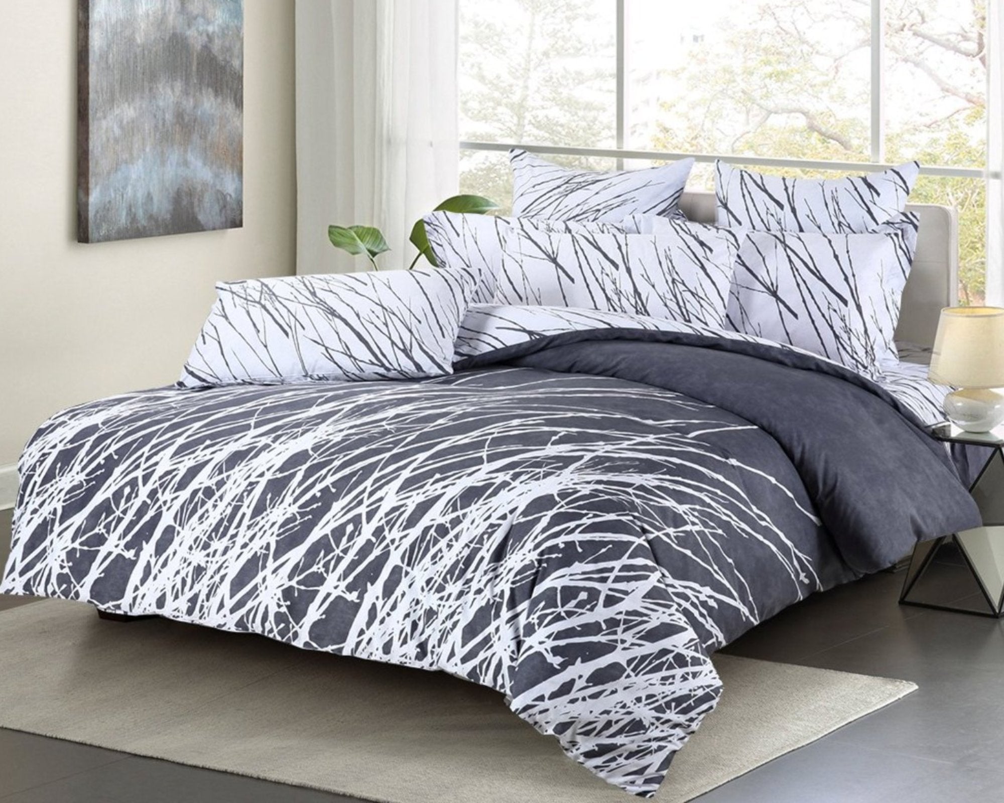 Tree Branches 100% Cotton Bedding Set: Duvet Cover and Pillow Shams ...